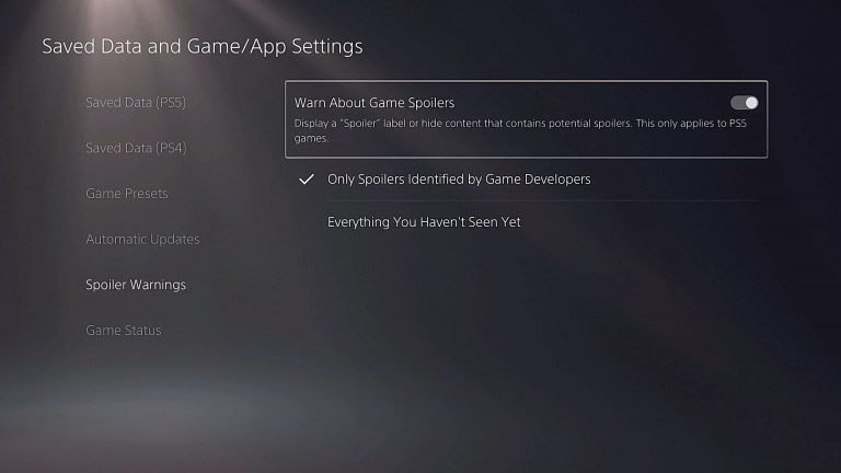How To Turn On And Turn Off Game Spoiler Warnings On PS5? - PlayStation ...